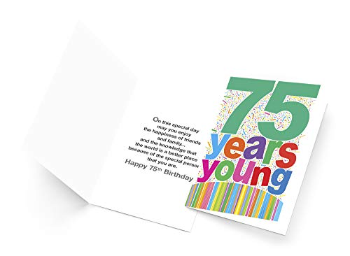 Happy 75th Birthday Greeting Card | Made in America | Eco-Friendly | Thick Card Stock with Premium Envelope 5in x 7.75in | Packaged in Protective Mailer | Prime Greetings