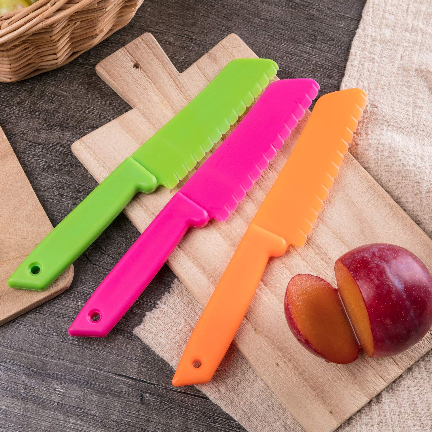 Jovitec 10 Pieces Kid Plastic Nylon Cooking Knife Set, Children Toddler Kitchen Knives, Safe Knives for Bread without BPA, Lettuce Knife and Salad Knife