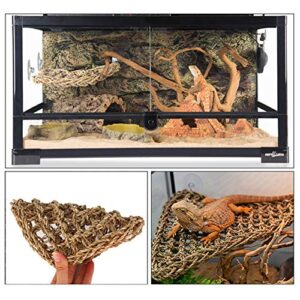 PIVBY Bearded Dragon Hammock Reptile Lounger Hermit Crab Climbing Toys Tank Accessories for Habitats Pack of 2