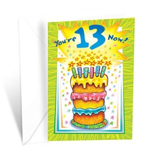 Happy 13th Birthday Card | Made in America | Eco-Friendly | Thick Card Stock with Premium Envelope 5in x 7.75in | Packaged in Protective Mailer | Prime Greetings