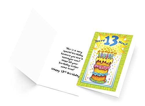 Happy 13th Birthday Card | Made in America | Eco-Friendly | Thick Card Stock with Premium Envelope 5in x 7.75in | Packaged in Protective Mailer | Prime Greetings