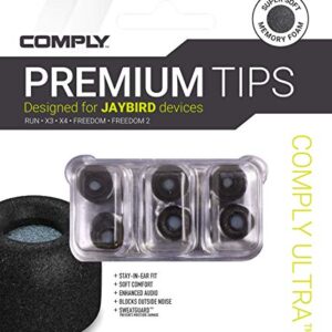 Comply Ultra Premium Memory Foam Earphone Tips Jaybird X4, Noise Reducing Replacement Earbud Tips, Comfortable Secure Fit Workouts (Medium, 3 Pairs)