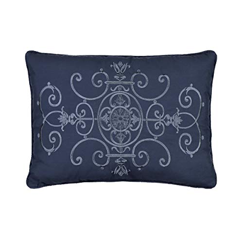 VUE Bensonhurst Modern Embroidered Rectangular Decorative Euro Sham Pillow Case, 20" x 36", Blue