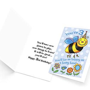 Happy 3rd(Third) Birthday Greeting Card For Boy or Girl | Made in America | Eco-Friendly | Thick Card Stock with Premium Envelope 5in x 7.75in | Packaged in Protective Mailer | Prime Greetings