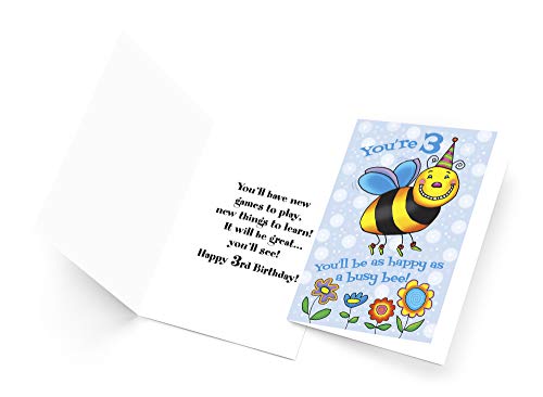 Happy 3rd(Third) Birthday Greeting Card For Boy or Girl | Made in America | Eco-Friendly | Thick Card Stock with Premium Envelope 5in x 7.75in | Packaged in Protective Mailer | Prime Greetings