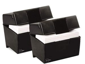 1intheoffice index card box 5x8 index card holder, 400 card capacity black (2 pack)