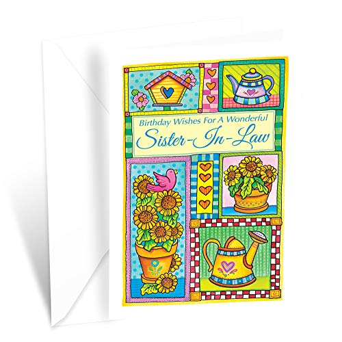 Birthday Card Sister-In-Law | Made in America | Eco-Friendly | Thick Card Stock with Premium Envelope 5in x 7.75in | Packaged in Protective Mailer | Prime Greetings