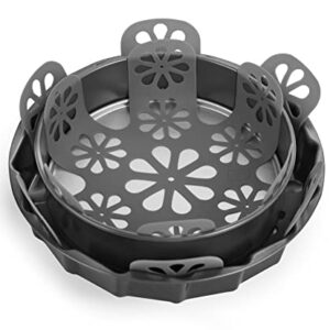 Smart Design Silicone Pan and Plate Protector Trivet - Set of 2 - for Bakeware, Cookware, Pots Stacking - Pads and Protects Against Scratches and Cracks - 13.75 x 13.75 Inch - Gray