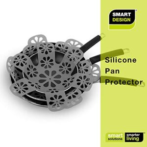 Smart Design Silicone Pan and Plate Protector Trivet - Set of 2 - for Bakeware, Cookware, Pots Stacking - Pads and Protects Against Scratches and Cracks - 13.75 x 13.75 Inch - Gray