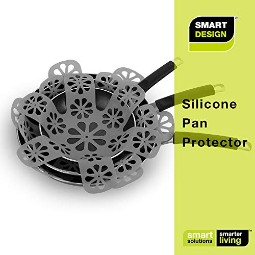 Smart Design Silicone Pan and Plate Protector Trivet - Set of 2 - for Bakeware, Cookware, Pots Stacking - Pads and Protects Against Scratches and Cracks - 13.75 x 13.75 Inch - Gray