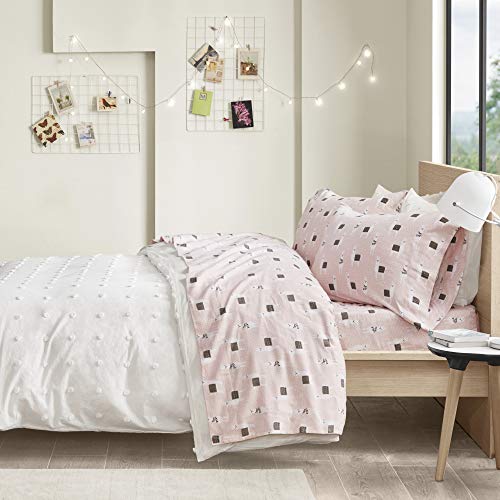 Intelligent Design Cozy Soft 100% Cotton Flannel Print Animals Stars Cute Warm, Ultra Soft Cold Weather Sheet Set Bedding, Twin, Pink Llamas 3 Piece