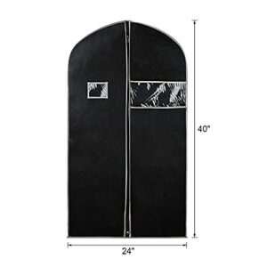 40" Garment Bags for Hanging Clothes (Set of 5) Suit Covers Bags for Men, Syeeiex Suit Bags for Closet Storage with Clear Window Suit Protector Garment Bags for Storage Travel Men, Black & Grey