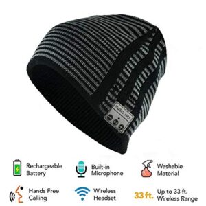 HaetFire Wireless Music Beanie Hat with Bluetooth Headphones Earphone Winter Warm Knit Running Cap Speakers Mic for Men Women Outdoor Fitness (Stripe)