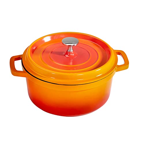 G.E.T. CA-011-O/BK Heiss Lightweight Cast Aluminum Dutch Oven, 2.5 Quart, Round, Orange