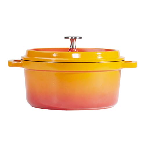 G.E.T. CA-011-O/BK Heiss Lightweight Cast Aluminum Dutch Oven, 2.5 Quart, Round, Orange