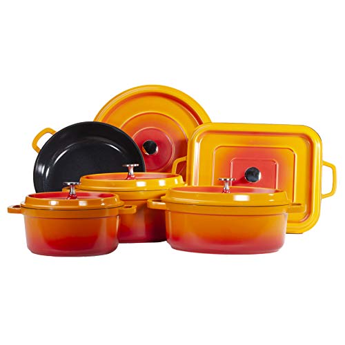 G.E.T. CA-011-O/BK Heiss Lightweight Cast Aluminum Dutch Oven, 2.5 Quart, Round, Orange