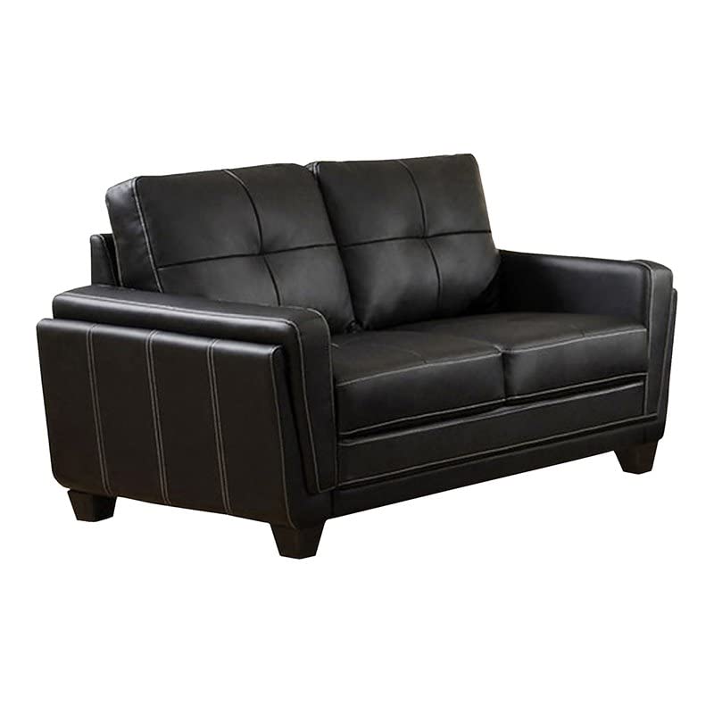 Benjara Benzara Blacksburg Contemporary Style Love Seat, Black