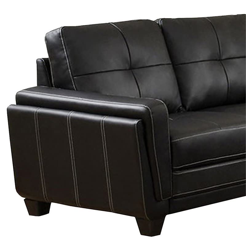 Benjara Benzara Blacksburg Contemporary Style Love Seat, Black