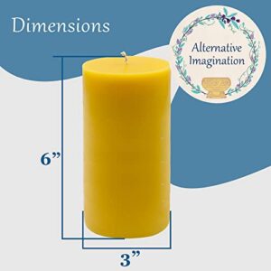 Alternative Imagination Pure Beeswax Candle - Large Pillar Handmade Candle, 100% Beeswax Candle, Natural Pillar Candle, 80 Hour Beeswax Candle, Tall Wax Candle, Hypoallergenic Candle, 6 Inch