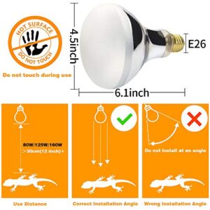 LUCKY HERP 160 Watt UVA+UVB Vapor Heat Lamp Bulb, High Intensity Self-Ballasted Heat Basking Lamp/Bulb/Light for Reptile and Amphibian, Sun Lamp for Bearded Dragon Lizard Turtle