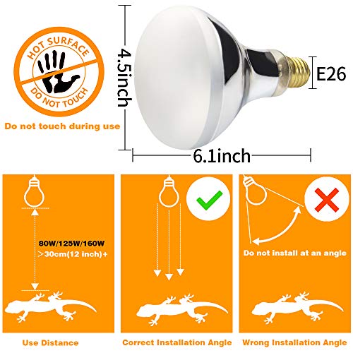 LUCKY HERP 160 Watt UVA+UVB Vapor Heat Lamp Bulb, High Intensity Self-Ballasted Heat Basking Lamp/Bulb/Light for Reptile and Amphibian, Sun Lamp for Bearded Dragon Lizard Turtle