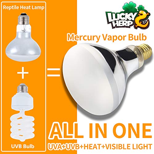 LUCKY HERP 160 Watt UVA+UVB Vapor Heat Lamp Bulb, High Intensity Self-Ballasted Heat Basking Lamp/Bulb/Light for Reptile and Amphibian, Sun Lamp for Bearded Dragon Lizard Turtle