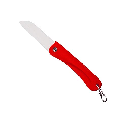 YAODHAOD Folding Knife,Folding Vegetable Fruit Ceramic Knife Handy Perfect for Picnics,Camping - 5 colors optional (Red)