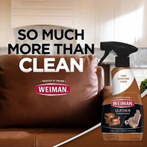 Weiman Leather Cleaner and Conditioner - 22 Ounce (2 Pack) - Restores Leather Surfaces - Ultra Violet Protectants Help Prevent Cracking or Fading of Leather Furniture, Car Seats, Shoes