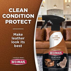 Weiman Leather Cleaner and Conditioner - 22 Ounce (2 Pack) - Restores Leather Surfaces - Ultra Violet Protectants Help Prevent Cracking or Fading of Leather Furniture, Car Seats, Shoes