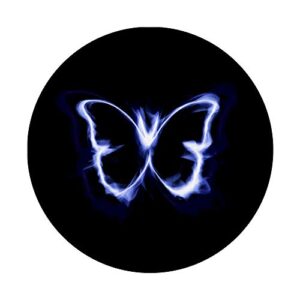 Blue Butterfly With Wings On Black Background PopSockets Swappable PopGrip