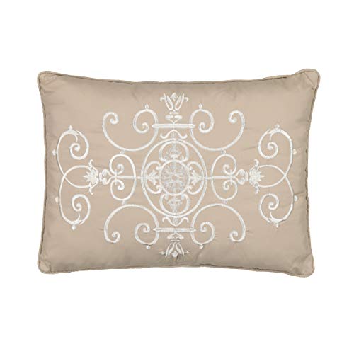 VUE Bensonhurst Modern Embroidered Rectangular Decorative Euro Sham Pillow Case, 20" x 36", Ivory