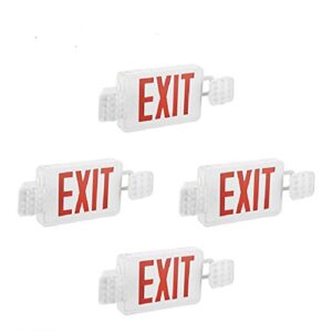 spectsun 4 pack led sign emergency light, red exit sign light with battery backup, exit light with emergency light/photoluminescent exit sign/