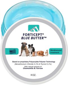 forticept blue butter – hot spot treatment for dogs & cats | dog wound care | skin yeast infections, ringworm, cuts, rashes, first aid veterinary strength topical ointment 4oz