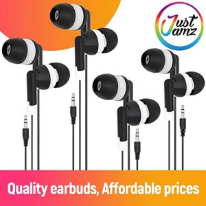 Earbuds 10x Pack | Basic Earbuds, Dot Headphones, Black in-Ear Earbuds, Disposable Headphones, 3.5 MM Audio Jack Stereo Earphones for Schools, Kids, Classrooms & Libraries