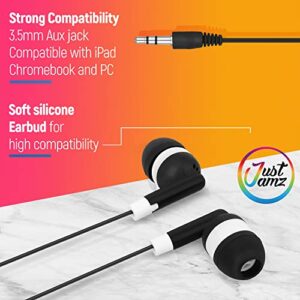 Earbuds 10x Pack | Basic Earbuds, Dot Headphones, Black in-Ear Earbuds, Disposable Headphones, 3.5 MM Audio Jack Stereo Earphones for Schools, Kids, Classrooms & Libraries