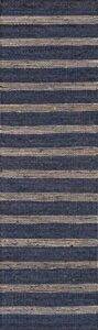 novogratz by momeni montauk 100% jute hand woven indoor area rug, 2'3" x 10', navy