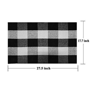 Winwinplus Buffalo Check Rug Hand-Woven Checkered Plaid Rug for Outdoor/Indoor/Door/Floor/Front Porch, Black and White Outside Mat 17.7inch x 27.5inch