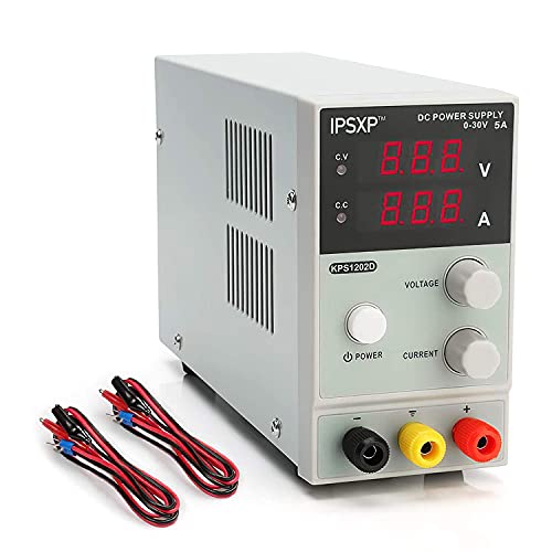 IPSXP DC Power Supply Variable, Adjustable Switching Regulated Power Supply（0-30 V 0-5 A）, KPS1202D Adjustable Switching Regulated DC Power Supply Digital, Data Hold - 220V with Alligator Leads