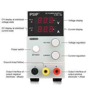 IPSXP DC Power Supply Variable, Adjustable Switching Regulated Power Supply（0-30 V 0-5 A）, KPS1202D Adjustable Switching Regulated DC Power Supply Digital, Data Hold - 220V with Alligator Leads