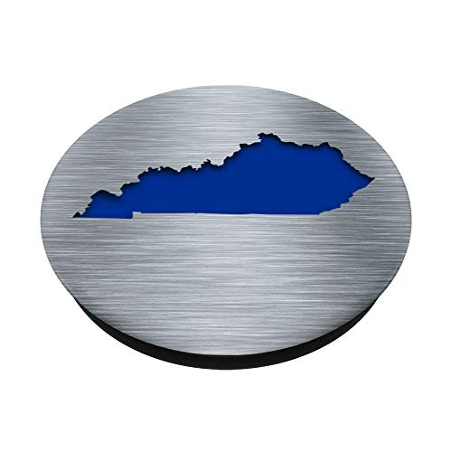 Kentucky State Map, Brushed Metal Look, Cutout, Blue PopSockets PopGrip: Swappable Grip for Phones & Tablets