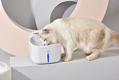 DOGNESS Pet Fountain Cat Water Dispenser Healthy and Hygienic Drinking Fountain 2L Automatic Electric Water Bowl for Dogs, Cats, Birds and Small Animals (White)