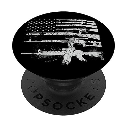 USA Flag Guns Weapons Rifles 2A Amendment Fathers Day Gift PopSockets PopGrip: Swappable Grip for Phones & Tablets