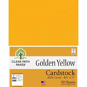 Golden Yellow Cardstock - 8.5 x 11 inch - 65Lb Cover - 50 Sheets - Clear Path Paper