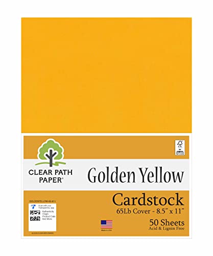 Golden Yellow Cardstock - 8.5 x 11 inch - 65Lb Cover - 50 Sheets - Clear Path Paper