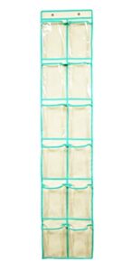 nimes hanging narrow door over the door shoe organizer closet storage 12 large clear pockets chart (beige)