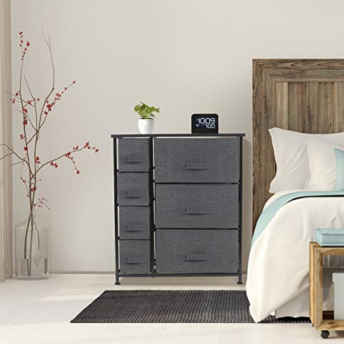 Sorbus Dresser with Drawers - Furniture Storage Tower Unit for Bedroom, Hallway, Closet, Office Organization - Steel Frame, Wood Top, Easy Pull Fabric Bins (Black/Charcoal)