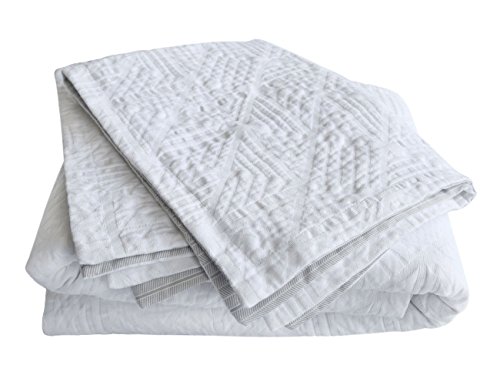 meadow park Matelasse Duvet Cover Set, 100% Cotton, Pre-Washed, Soft & Cozy, Woven Jacquard Textured, Modern Geo Design Bedding Set, King, White