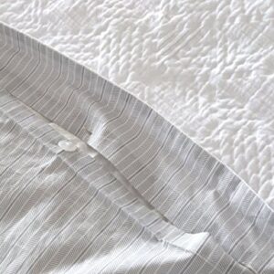 meadow park Matelasse Duvet Cover Set, 100% Cotton, Pre-Washed, Soft & Cozy, Woven Jacquard Textured, Modern Geo Design Bedding Set, King, White