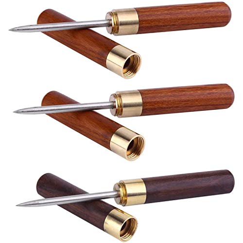 3 PCS Ice Pick Stainless Steel with Wooden Handle and Safety Cover Portable for Kitchen, Bars, Bartender, Picnics, Camping, And Restaurant - Professional Ice Pick for Kitchen or Bar Accessories