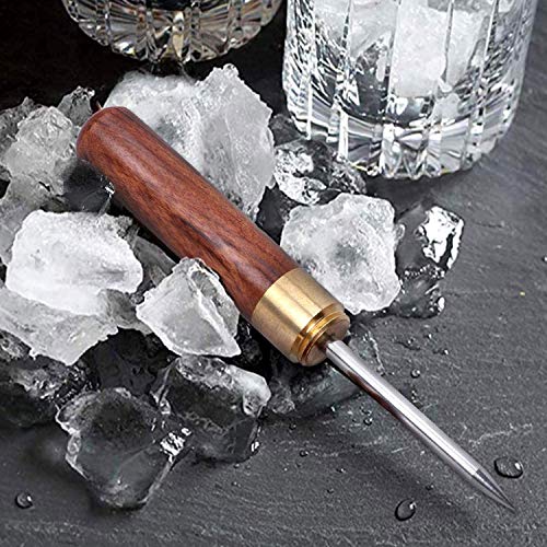 3 PCS Ice Pick Stainless Steel with Wooden Handle and Safety Cover Portable for Kitchen, Bars, Bartender, Picnics, Camping, And Restaurant - Professional Ice Pick for Kitchen or Bar Accessories